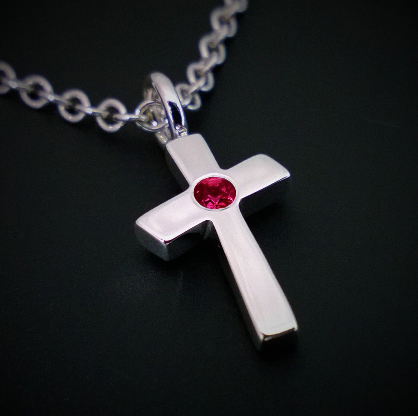 Ruby Cross Necklace Pendant In Sterling by SamaritanJewelers