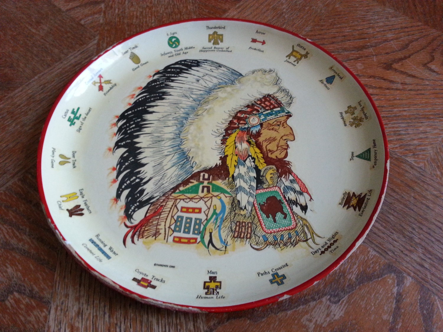 Vintage Indian Chief Running Water Symbols Plastic and Enamel Painted ...