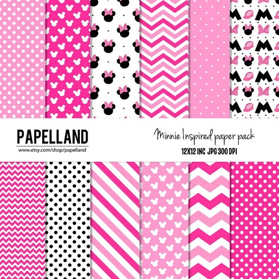Minnie mouse inspired digital paper pack scrapbooking