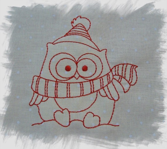 Winter Owl Mug Rug With Pocket In The Hoop by AnnesEmbroidery