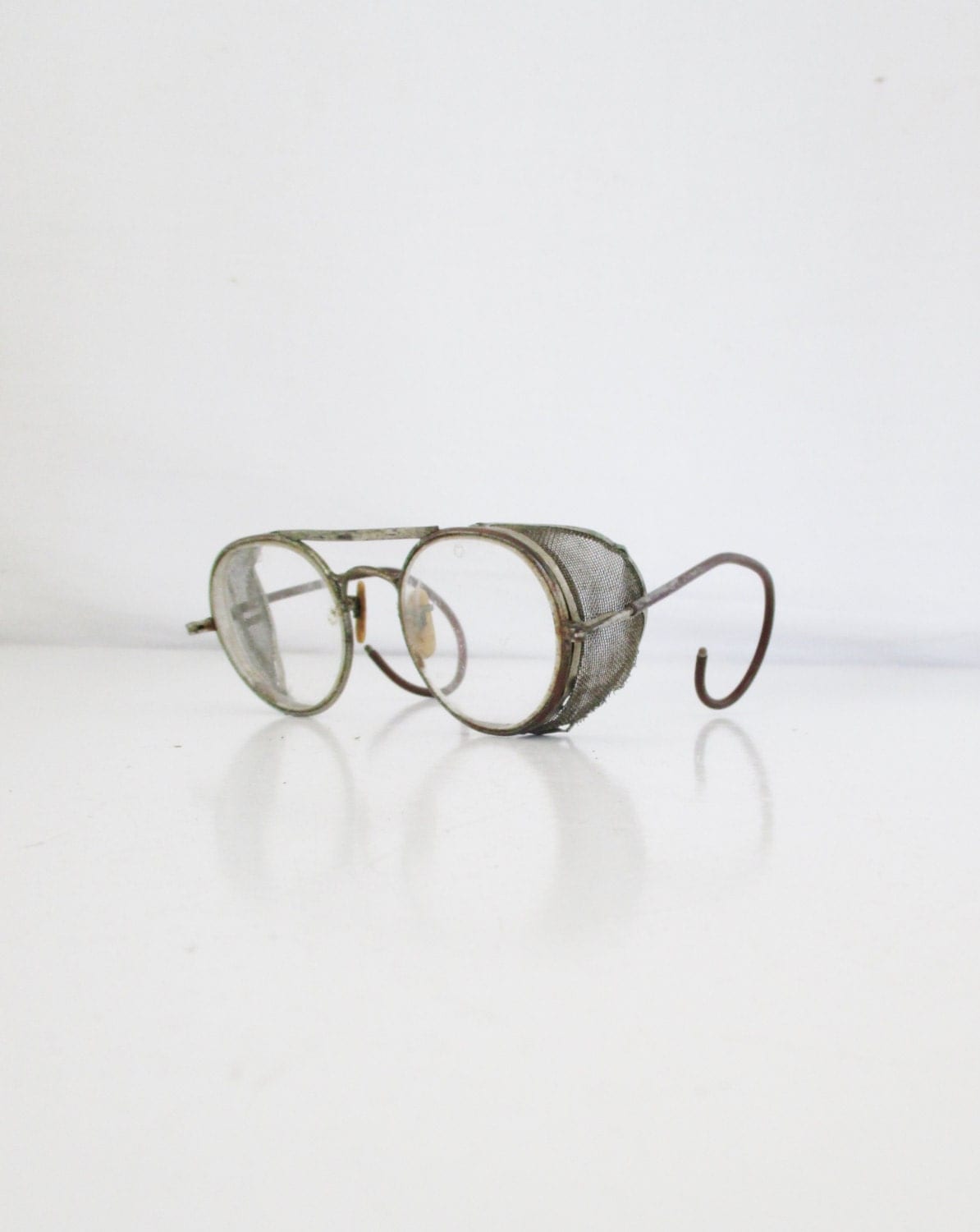 Steampunk Glasses Antique Wire Rimmed Round Spectacles Vintage Safety ...