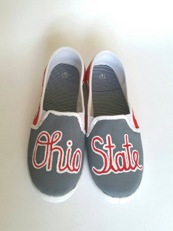 Ohio State Buckeyes Painted Shoes Womens by JenniferBCreations