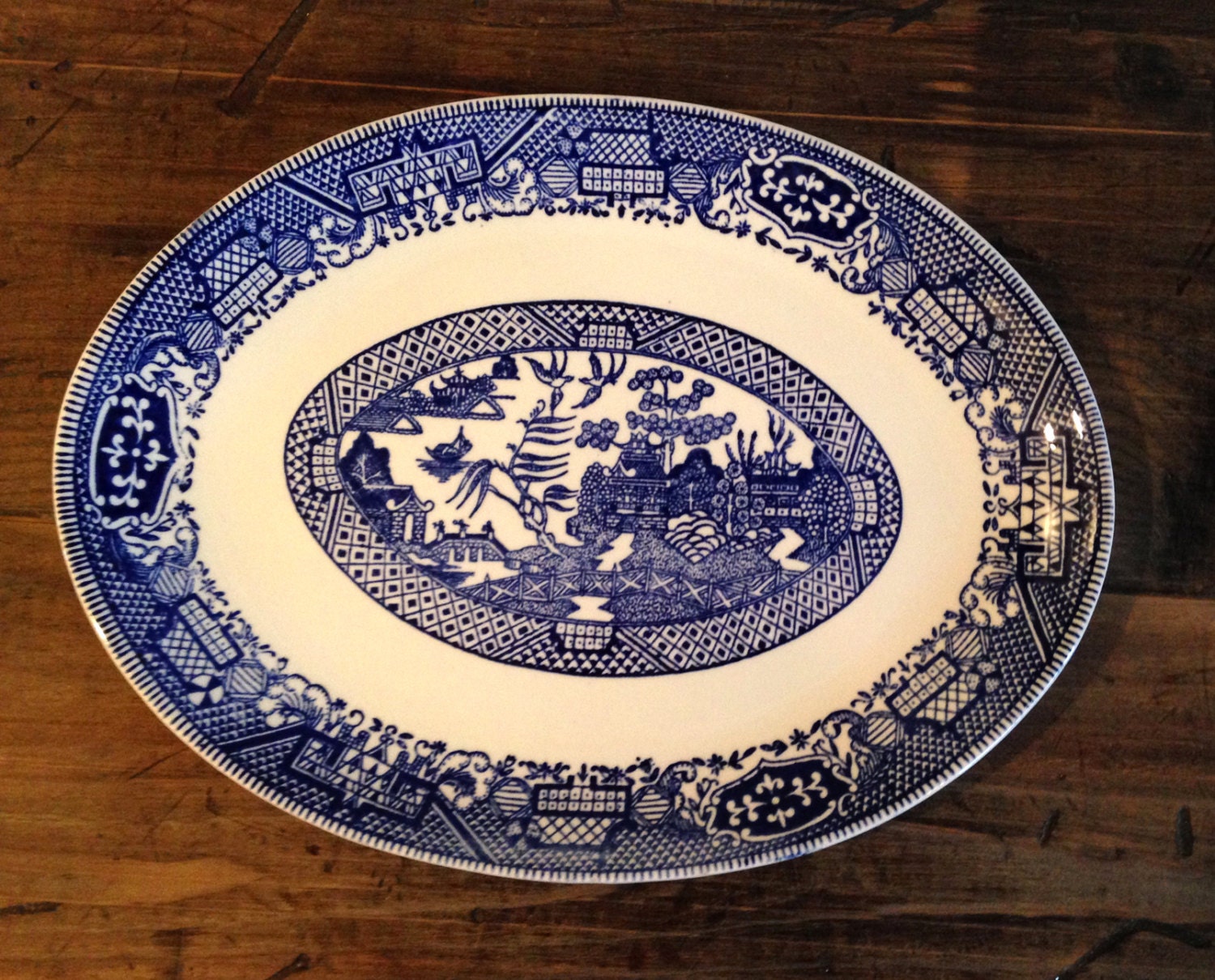 Vintage Blue Willow Pattern Oval Serving Platter M256 – Haute Juice