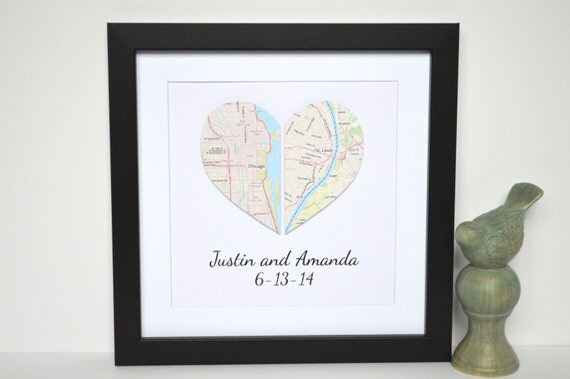 Unique Gift for Couples Map Art Engagement by BasketfulOfGrace