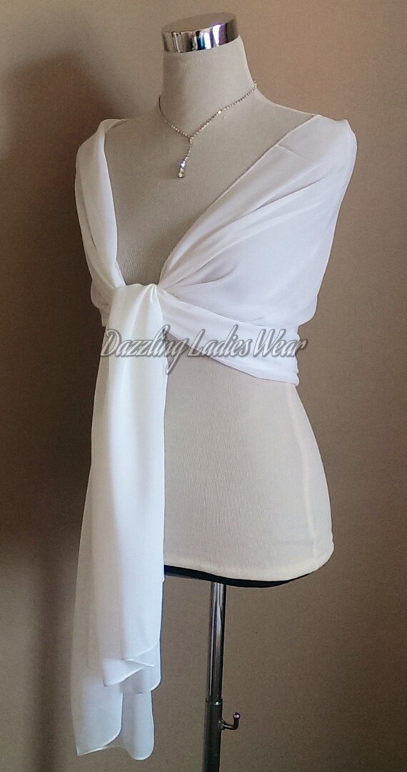 Light Ivory / Off White Large Chiffon Shawl / Wrap / Stole