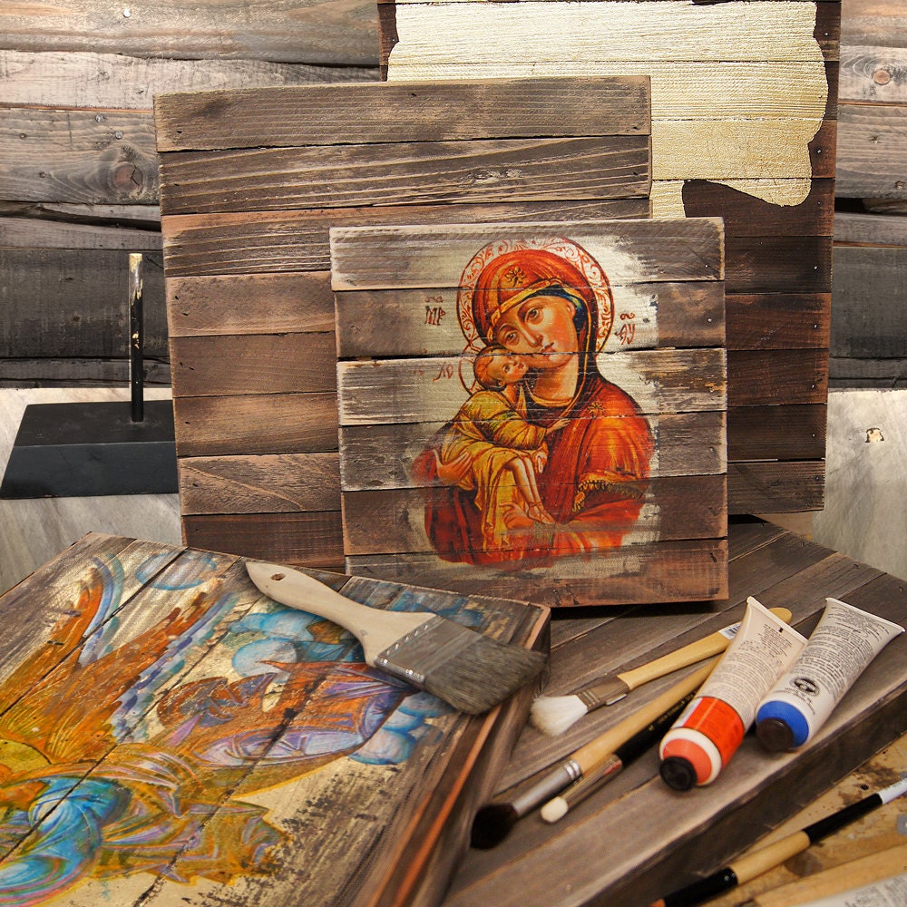Virgin Mary Icon Reclaimed Wood Icon Art Holy by Iconartbyhand