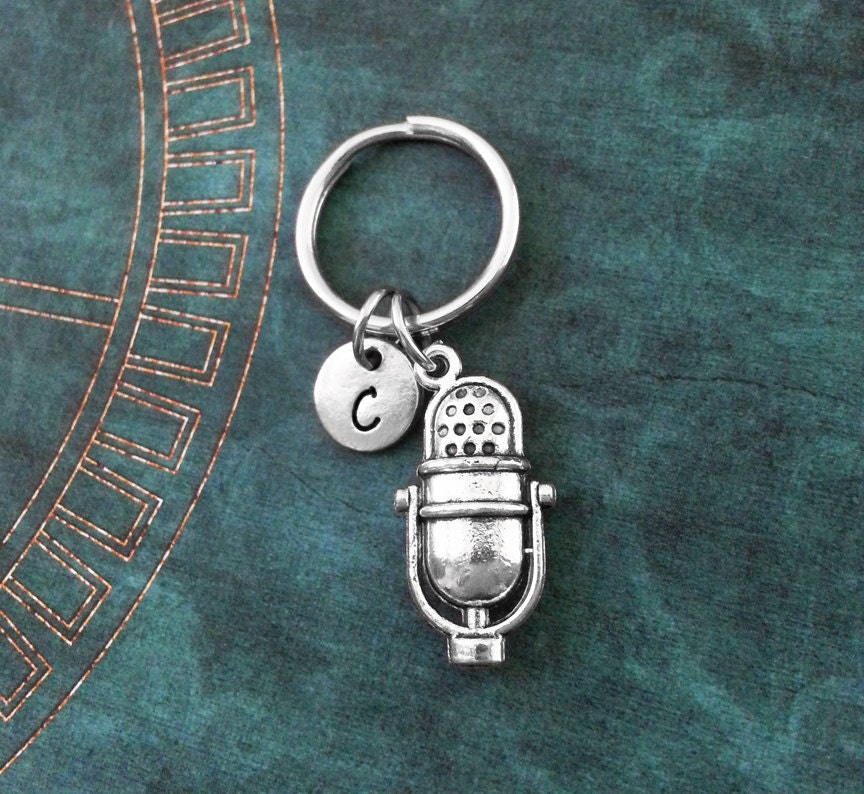 Microphone Keychain SMALL Microphone Keyring Personalized