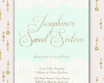 Sweet 16 Invitation. Sweet 16 Birthday Invitation. Quinceanera ...