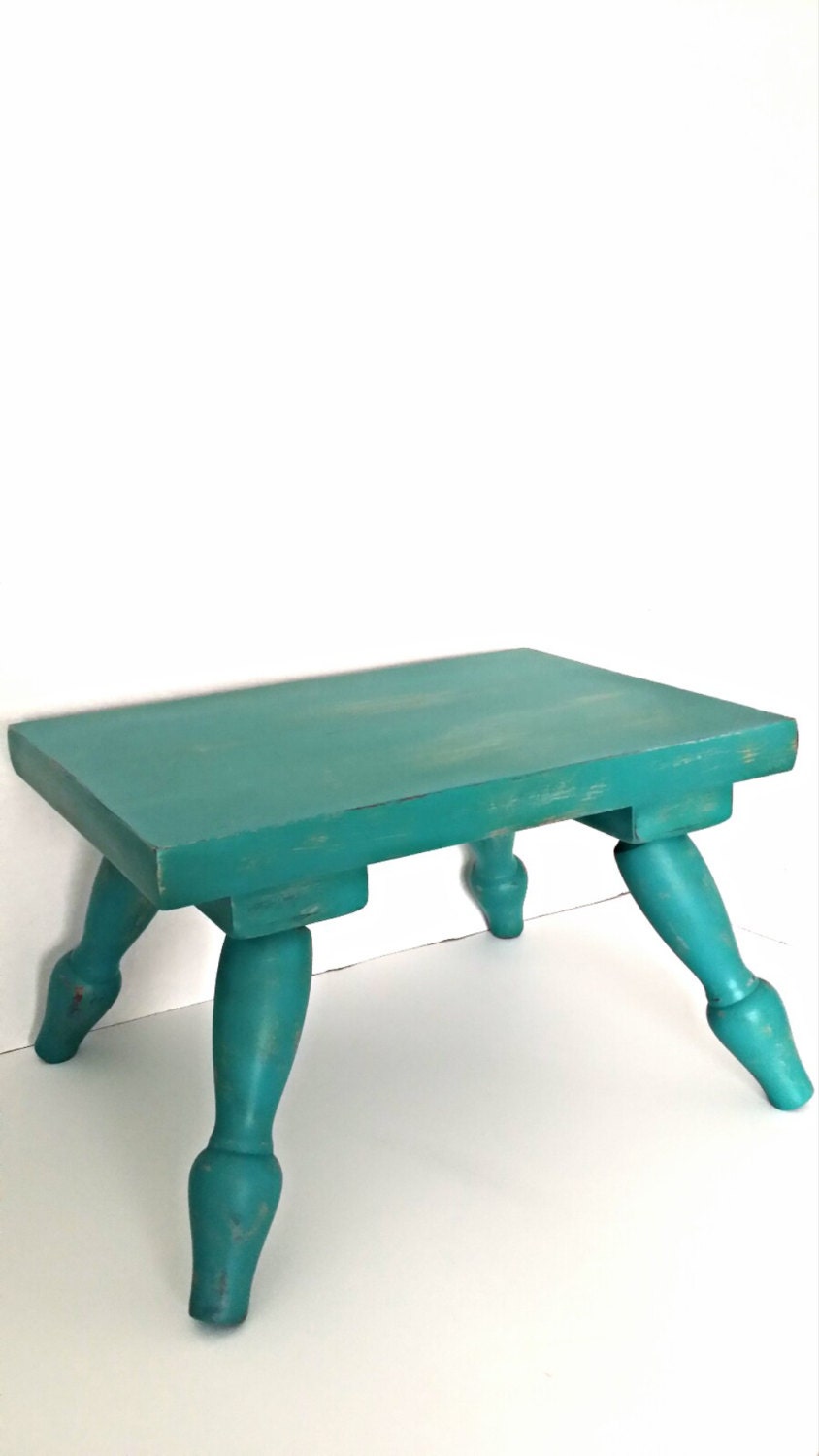 Vintage wooden stool, chalk painted, distressed, handmade, splayed leg ...