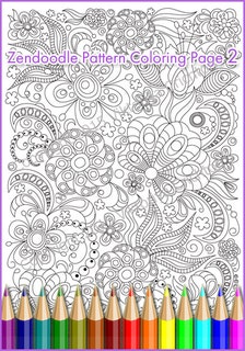 Adult coloring page doodle flowers, zentangle inspired, printable art ...