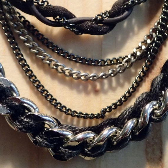 Back In Black Multichain Necklace 17 by TiedInChainsJewelry