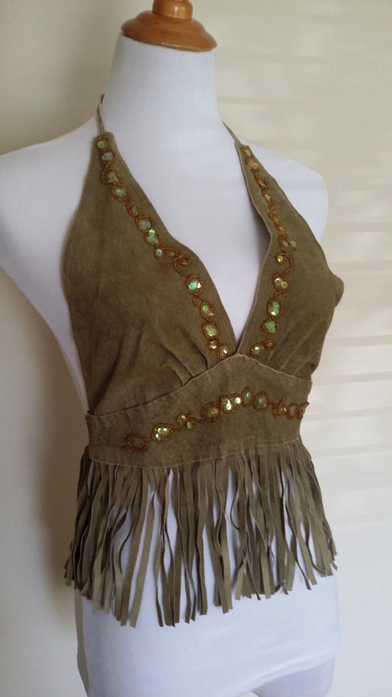 Vintage 70's halter top suede halter hippie by surrendertothe70s Vintage 70's halter top suede halter hippie by surrendertothe70s