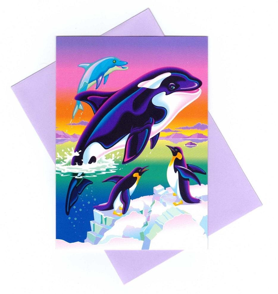 Lisa Frank Note Card Max Splash the Killer Whale & Friends Vintage 90's ...
