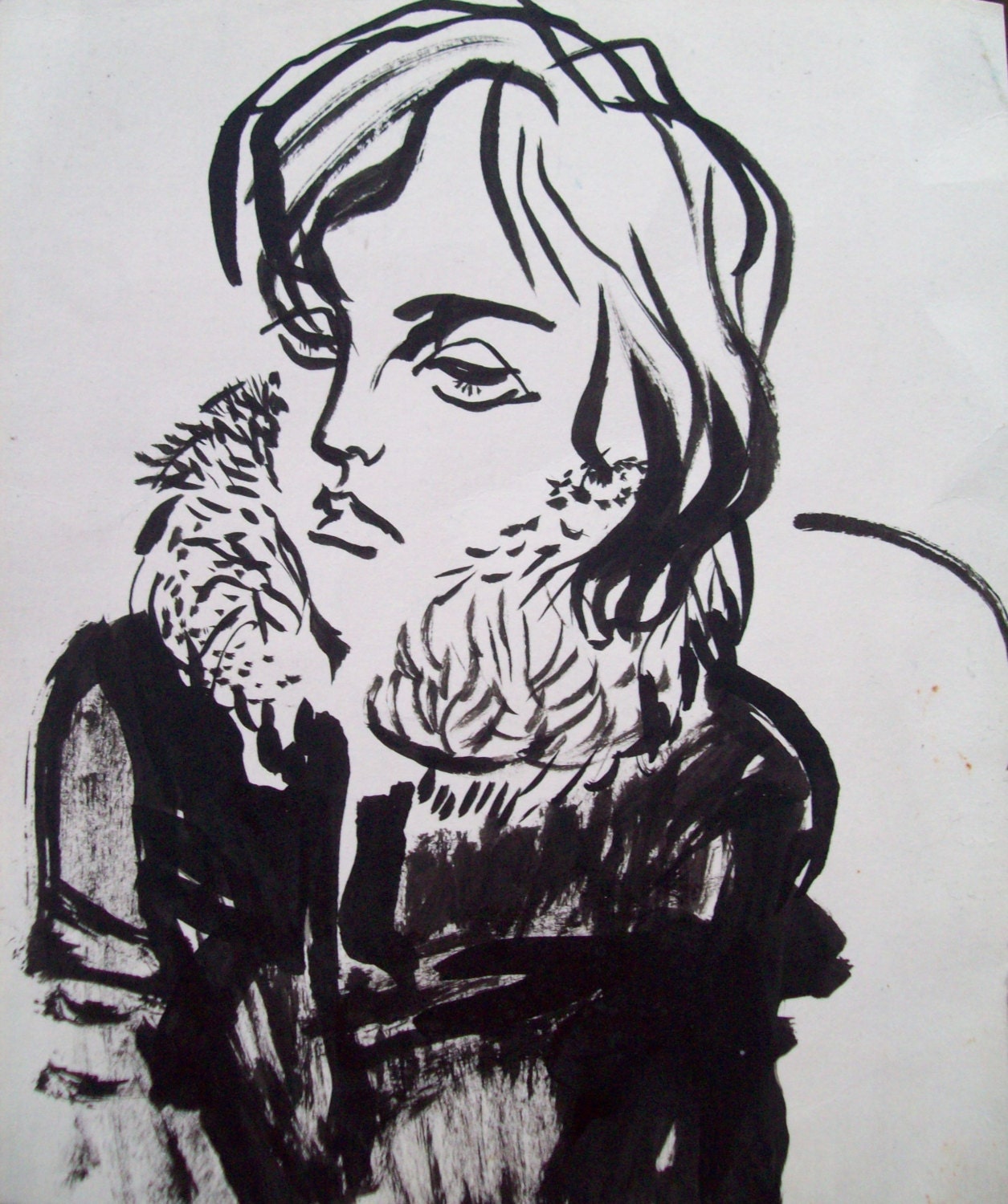 6x 74/16 original brush and ink drawing