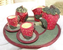 Popular items for strawberry tea set on Etsy