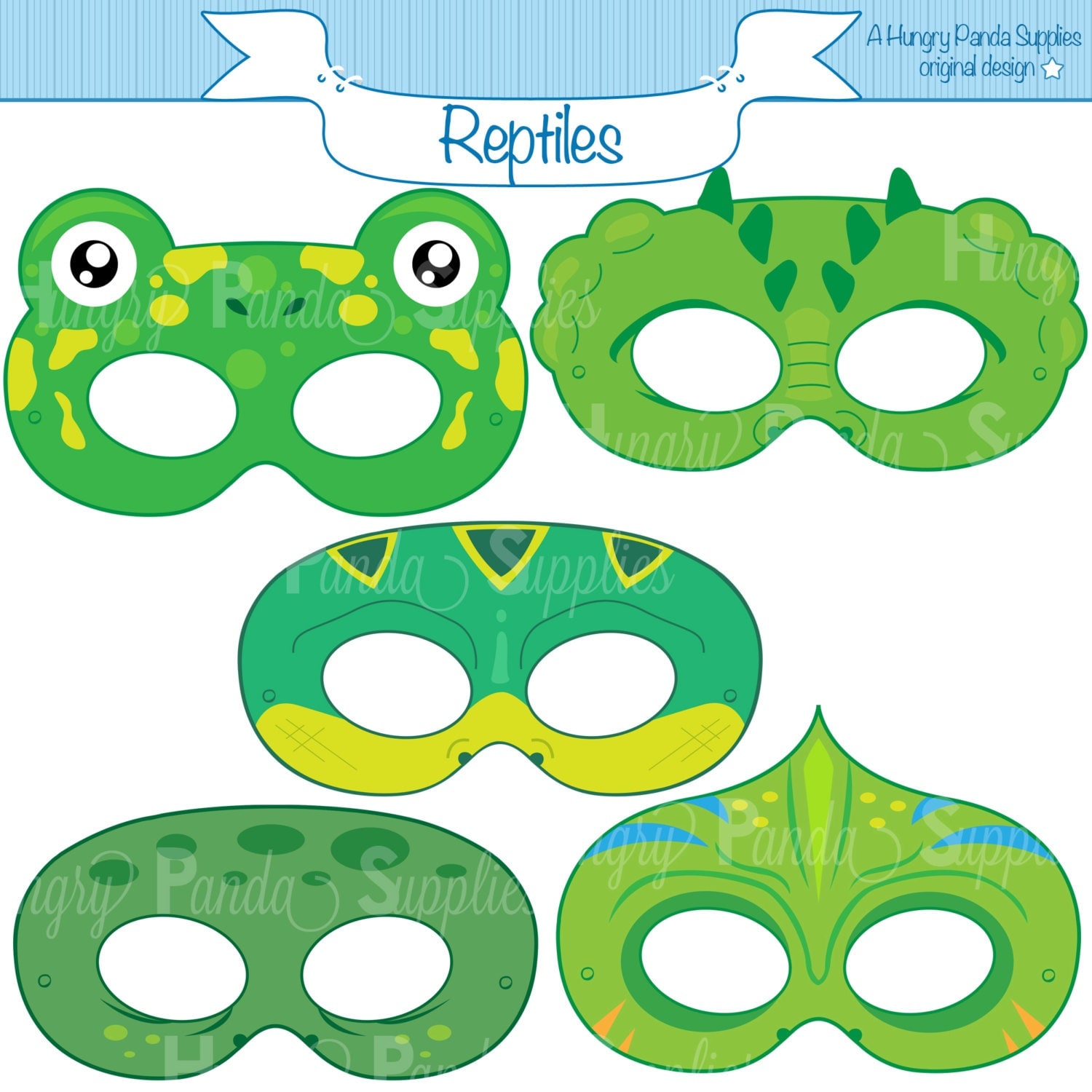 Reptile Printable Masks lizard mask turtle alligator