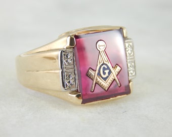 Red masonic ring | Etsy