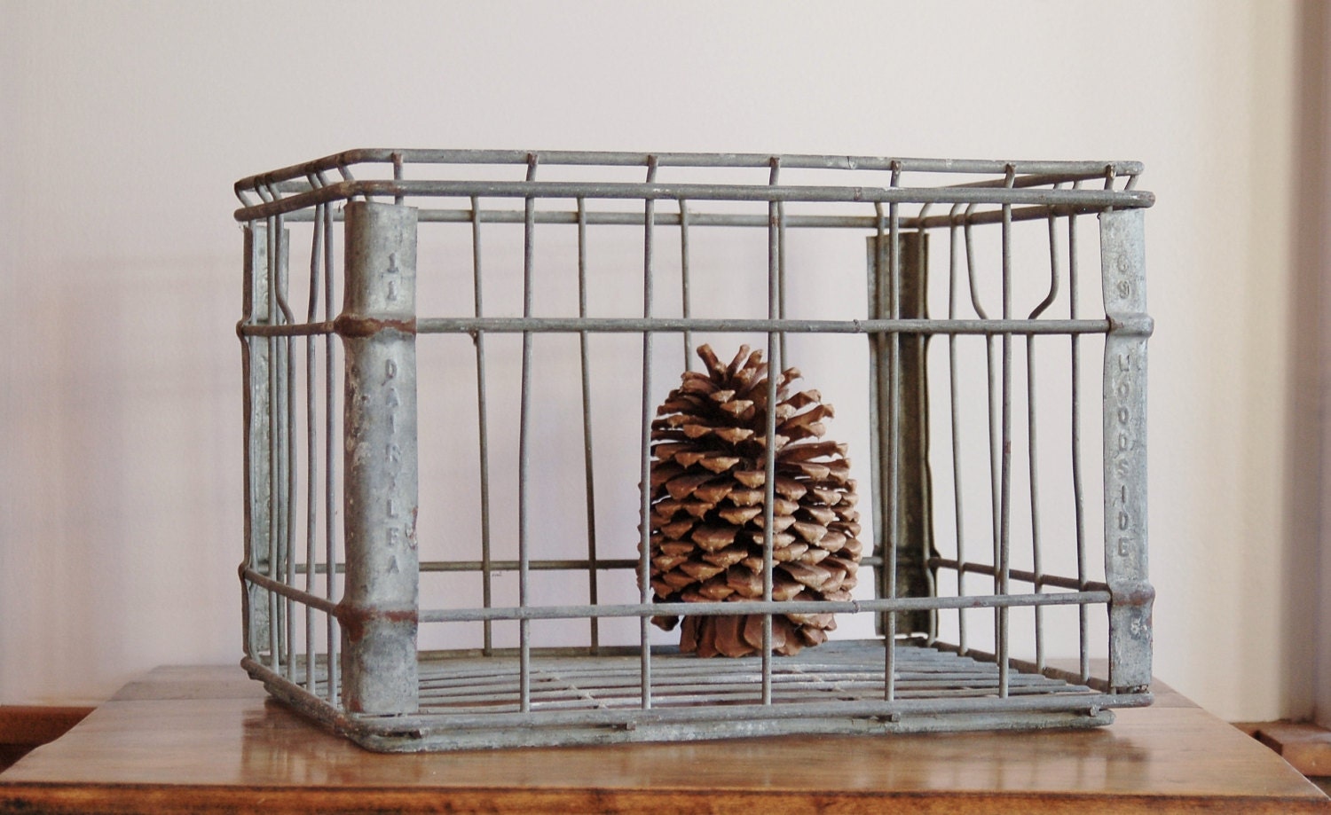 Galvanized Metal Milk Crate Dairylea by CobblestonesVintage