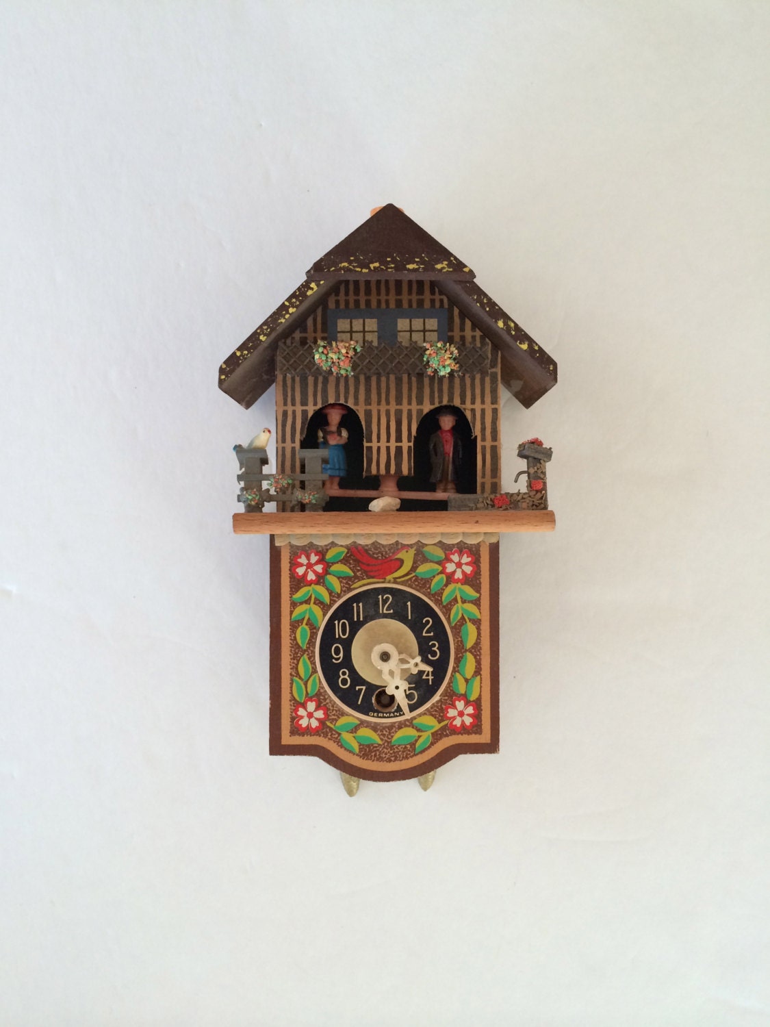 German Folk Clock / Alpine Bavarian Folk Timepiece from Germany ...