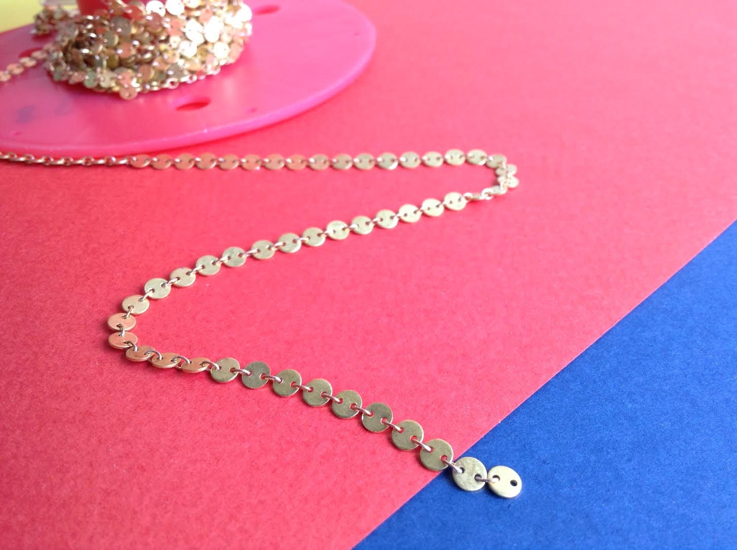 1 Foot Gold Plated Round Button Chain Supplies fine chains