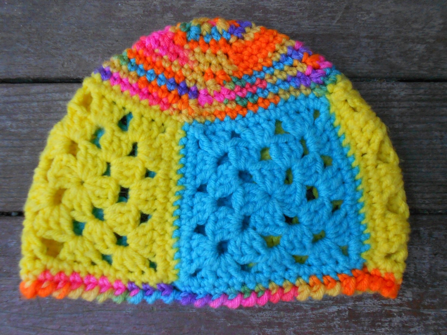 Vintage 80s Afghan Squares Crochet Beanie Hat – Haute Juice