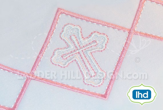 Cross Machine Embroidery Design Satin Motif by ladderhilldesign