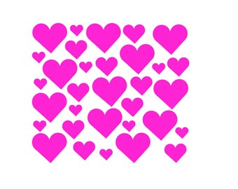 Set of 30 Small Hearts, Valentines Day Decor, Valentine Heart Vinyl ...