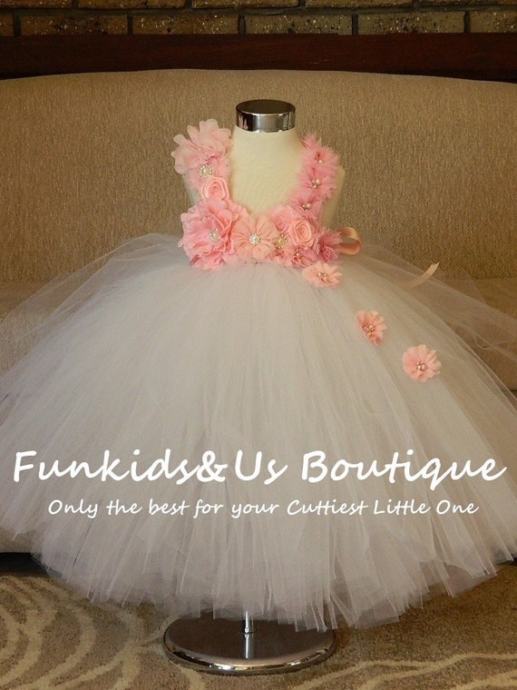 Items similar to Perfectly Pink Flower Girl Tutu Dress- Vintage Flower ...