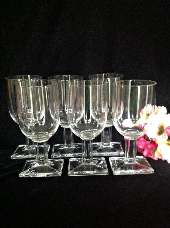 Vintage Art Deco Wine Glasses Set Of 6 Crystal By Anniesoldstuff
