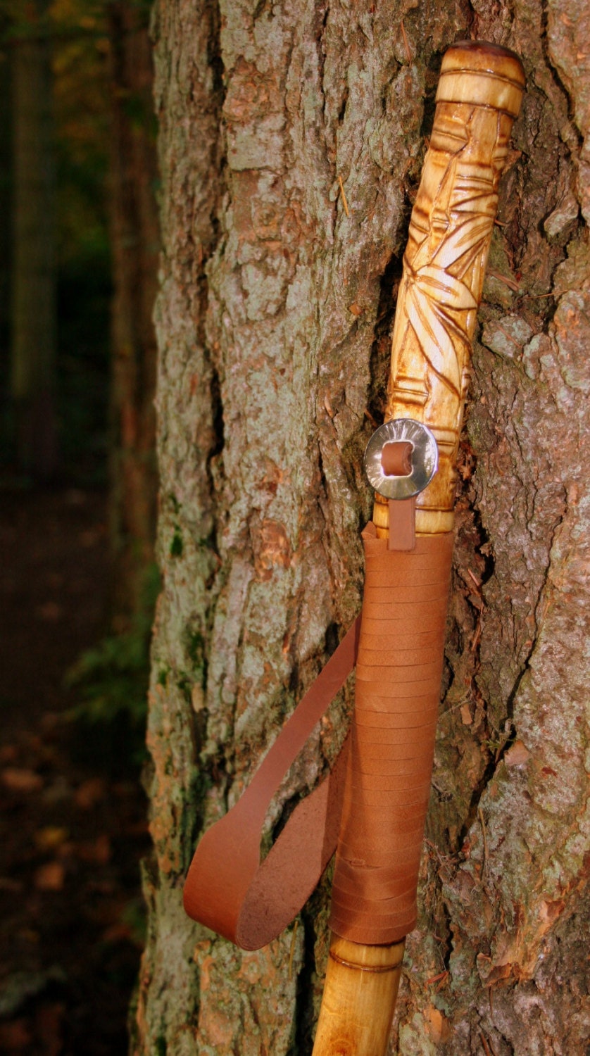 Handcarved Bamboo Forest Themed Walking/Hiking Stick by Trailhaus