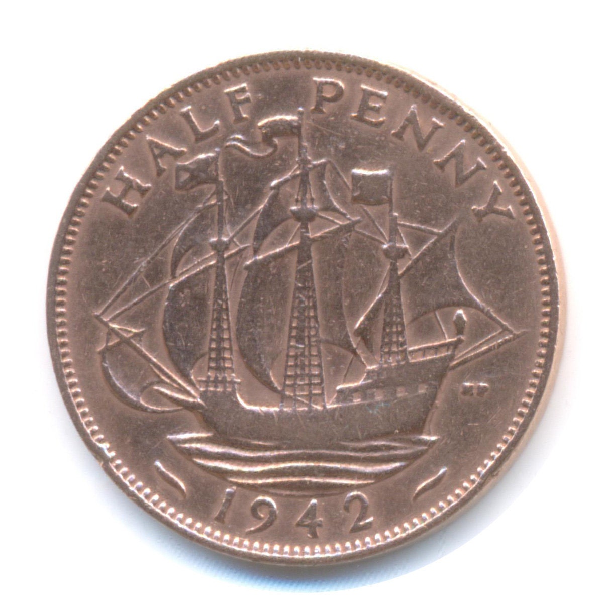 George VI Half Penny 1942 Coin Polished Code By COINSnCARDS