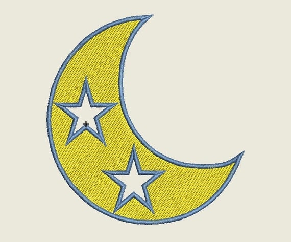 Moon Embroidery Design Moon with Stars Embroidery