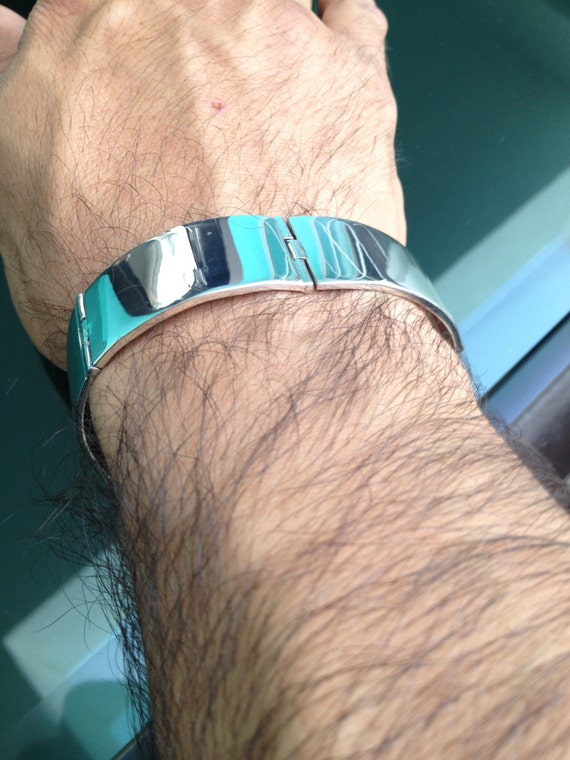 Thick and Heavy 925 sterling silver smooth bracelet for men.