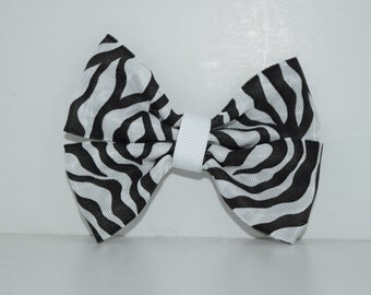 Zebra print hair bow | Etsy