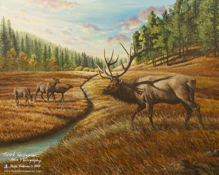 Father's Day gift for Dad Elk Print Elk Art Elk Painting Pleasant ...