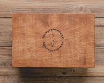Wooden box, photo box with print