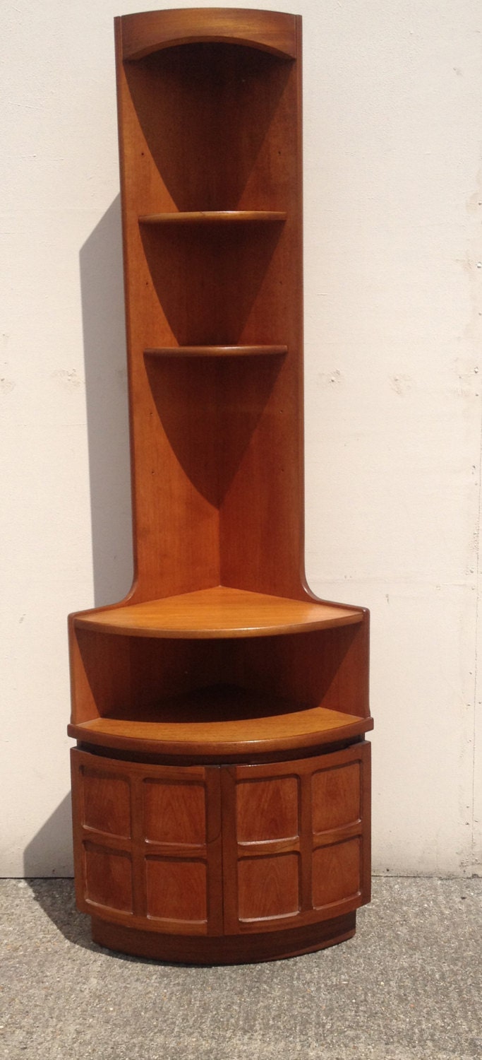 NATHAN Corner Teak Unit with Three (3) Shelves & Two-Door Cupboards ...