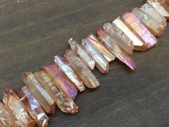 Tiny Raw Quartz Point Champagne Quartz Crystal Point beads
