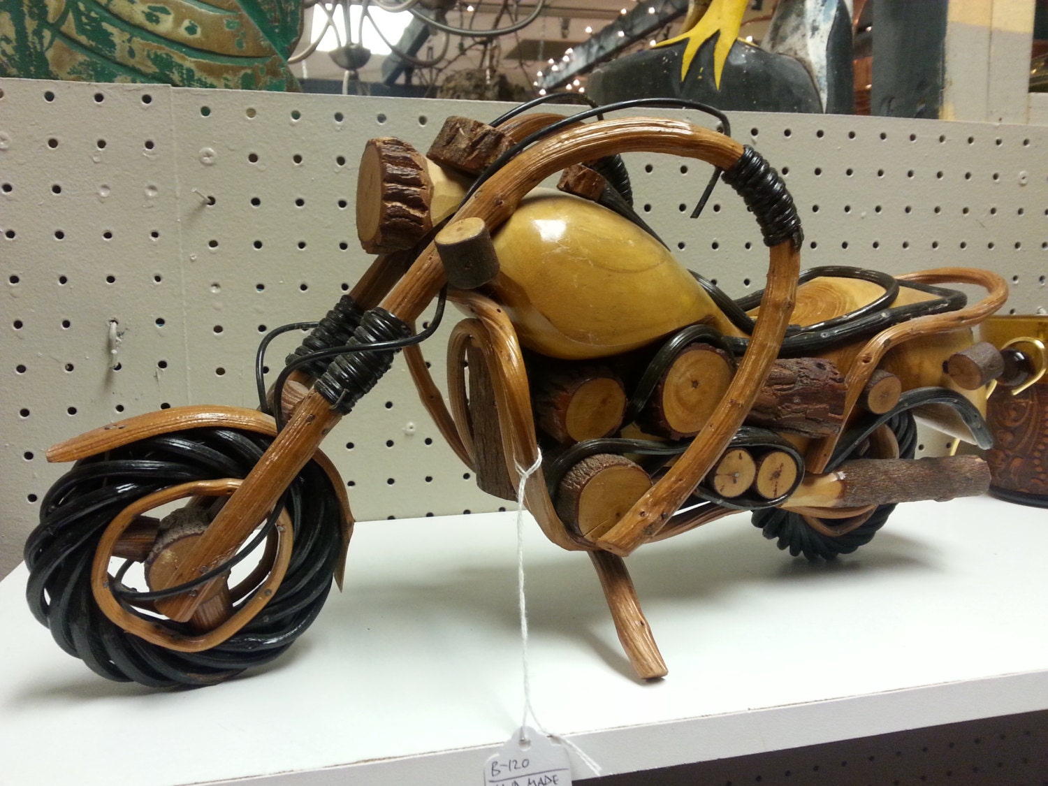 Wooden Harley Davidson Style Motorcycle 22″ Long Detailed Build Hand ...