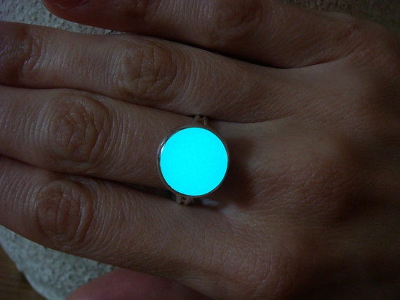 Glow in the Dark Ring Glowing Ring Aqua Glowing by MadamIris
