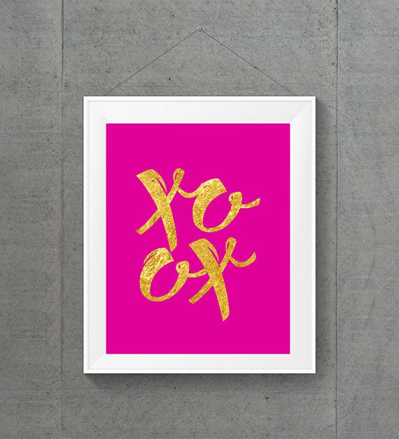XOXO Pink and Gold Print Pink Decor Gossip Girl by MyntPrintables