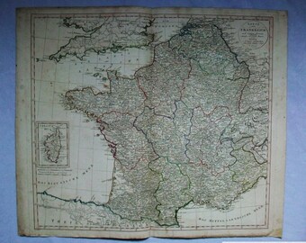 Items similar to DIGITAL Download, Map of FRANCE, 1930s, Color, Old ...