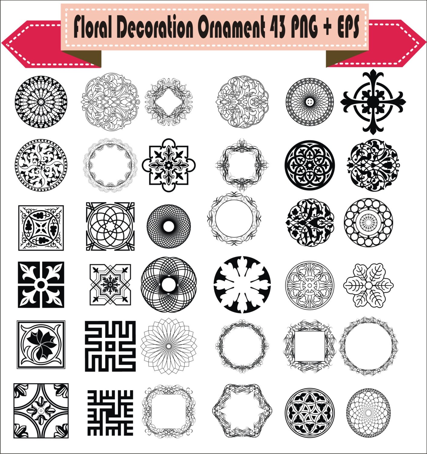 Decoration Victorian Ornamental Floral Corner Border Retro