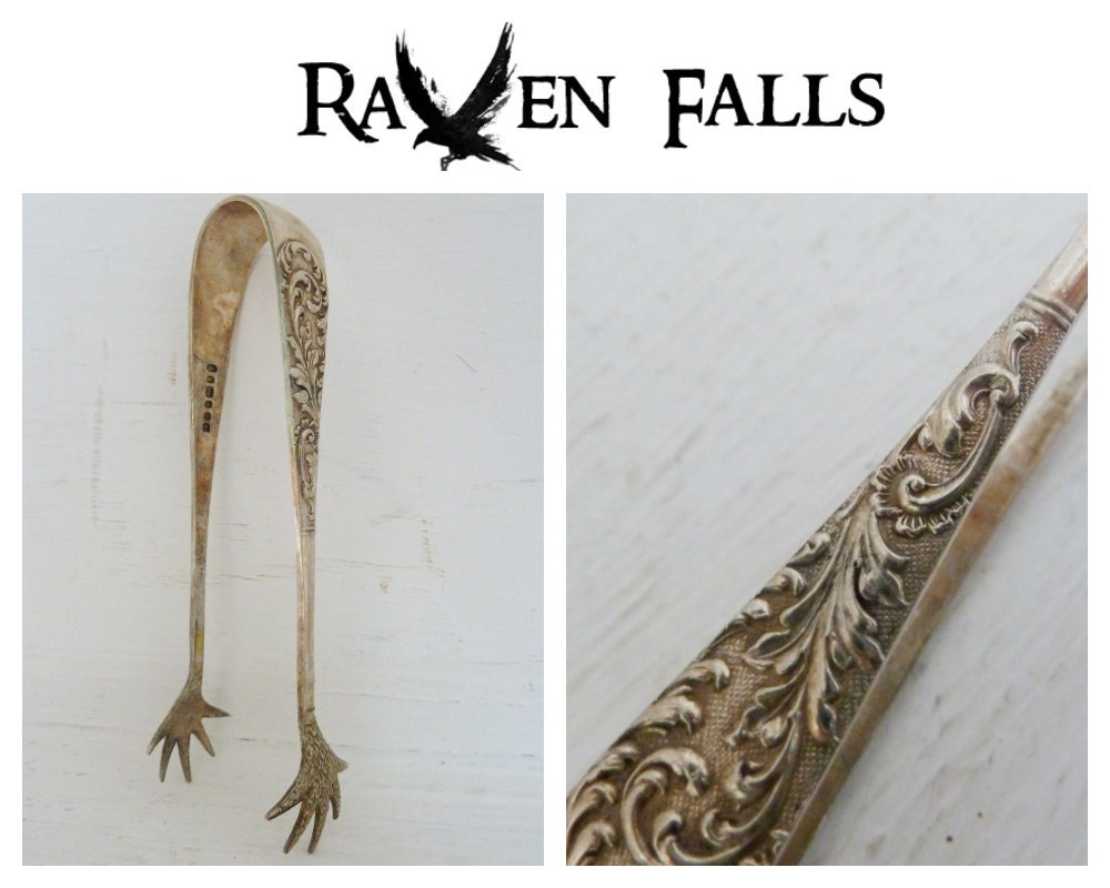 Silver Plated Crow Feet Sugar Tongs – Raven Claw, Jackdaw, Bird of Prey ...