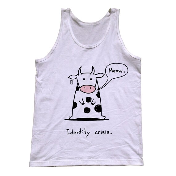 Identity Crisis Cat Cow Tank Top Cute Funny Cow by bikeparts