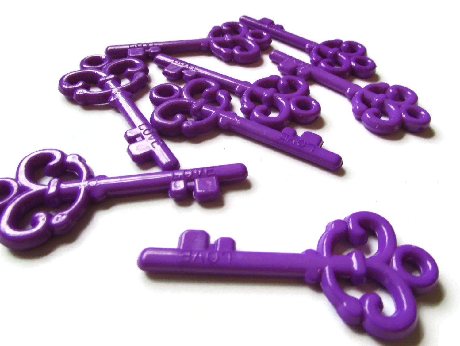 8 Purple Key Skeleton Key Charm Purple Pendant Acrylic Key