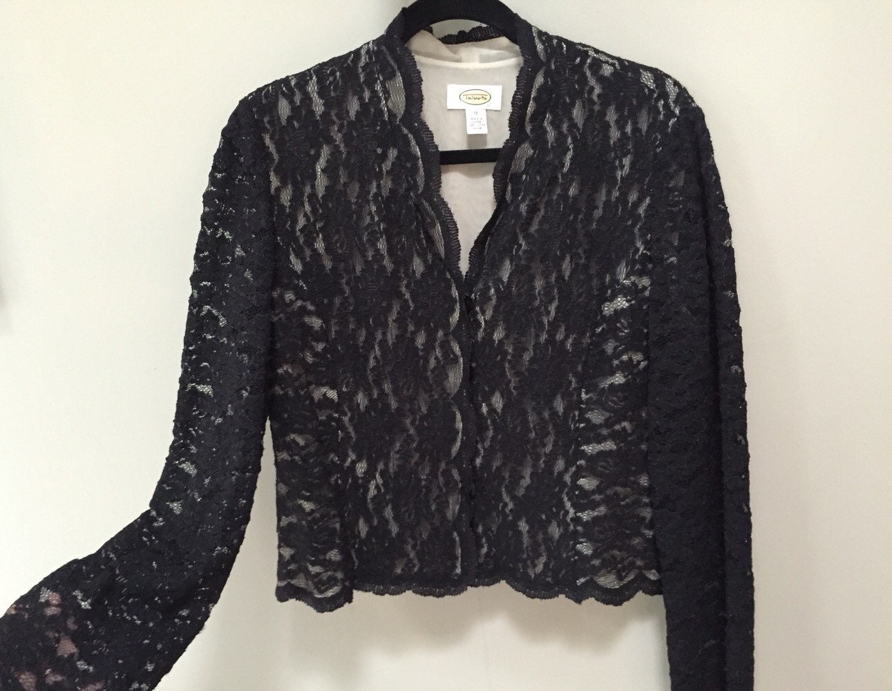 Black Lace Jacket, Vintage Formal Evening Jacket See Through Sleeves ...