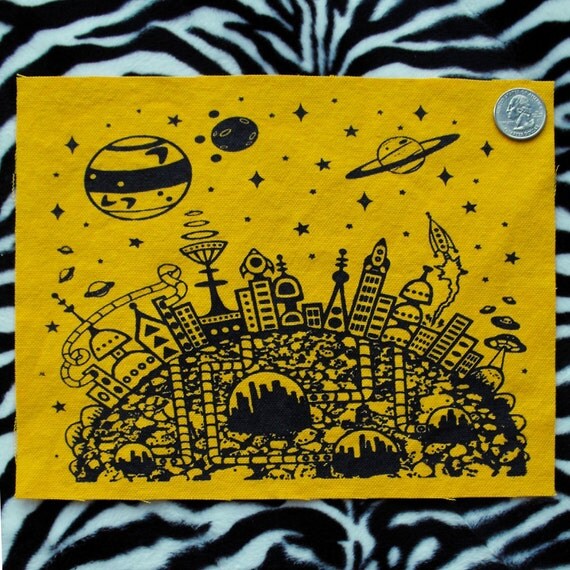 Futuristic Cityscape Patch Sci Fi Back Patch Retro Space Patch