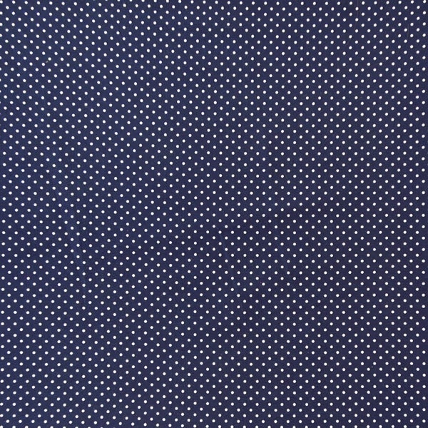 White on Navy Blue Small Polka Dot Fabric Navy by fabricandribbon