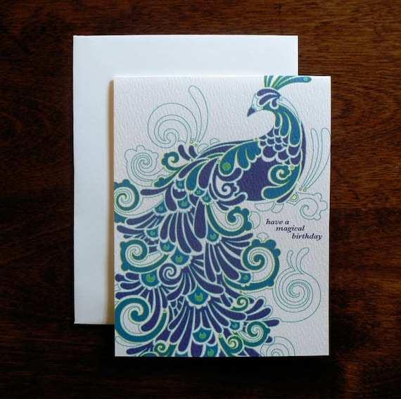 Items Similar To Birthday Magical Peacock Card On Etsy